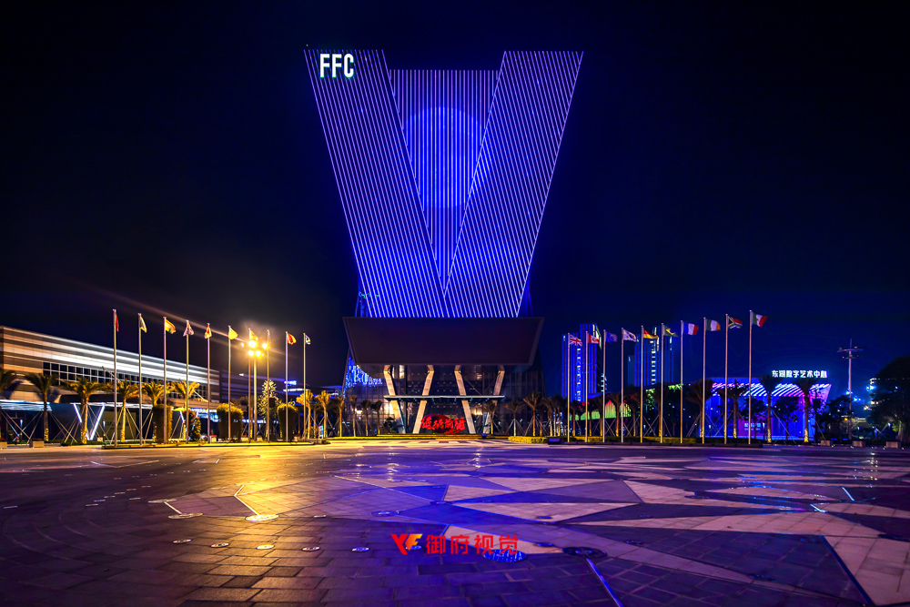 FFC大厦夜景楼体亮化航拍摄影_专业建筑摄影师